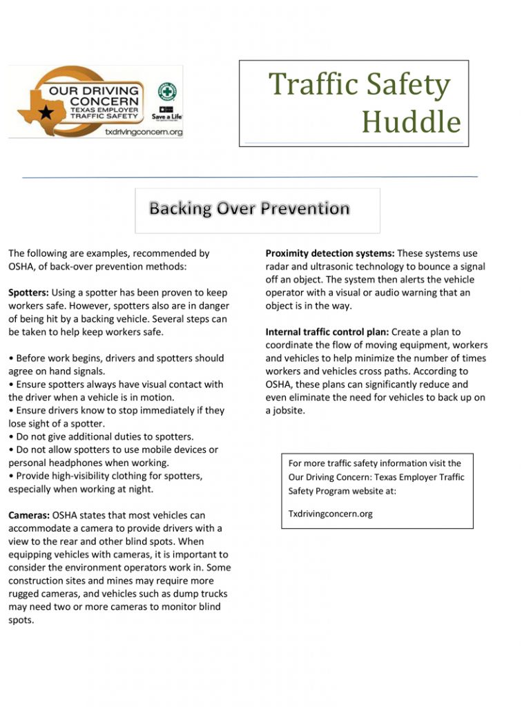 Backing Over Prevention – State Highway Safety Office Employer Outreach ...