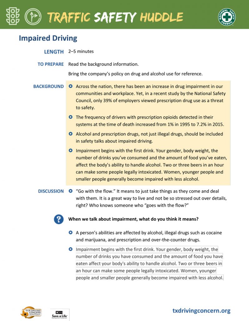 Traffic Safety Huddle – Impaired Driving – State Highway Safety Office ...